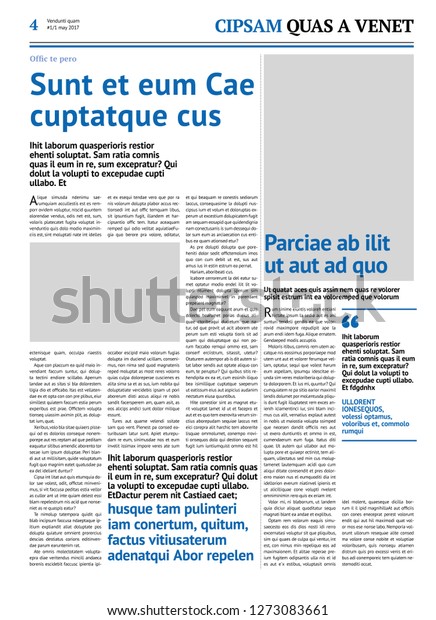 Newspaper Mockup Blue Headline Stock Vector (Royalty Free) 1273083661 ...