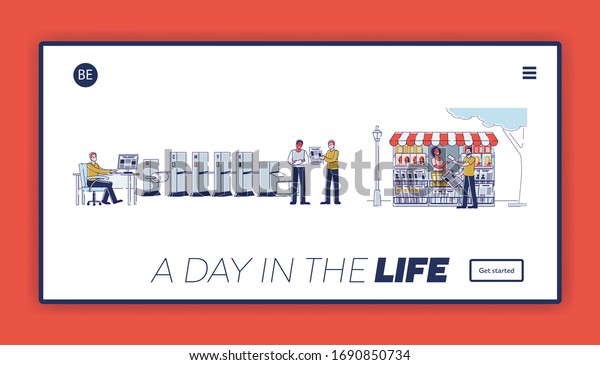 Newspaper Production Process Website Landing Page Stock Vector (Royalty ...
