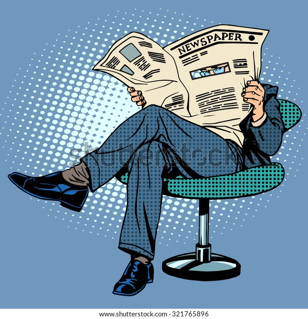 Newspaper Reading Man Pop Art Retro Stock Vector (Royalty Free ...