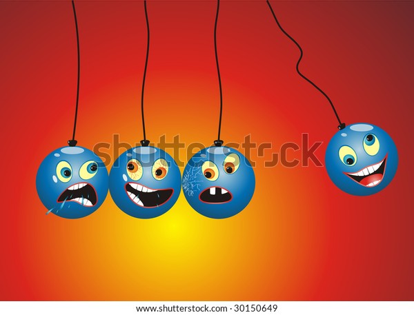 Newton Pendulum Mobile Funny Cartoon Faces Stock Vector (Royalty Free ...