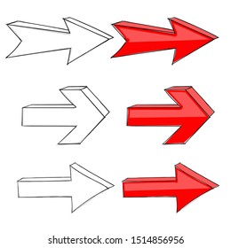 Next Arrows Red Black Outline Signs Stock Vector (Royalty Free ...