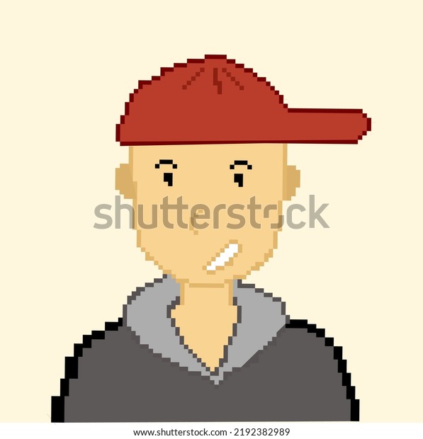 Nft Illustration Smiling Man Pixels Stock Vector (Royalty Free ...