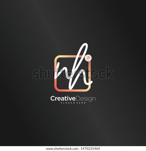 Nh Initial Handwriting Color Logo Icon Stock Vector (Royalty Free ...