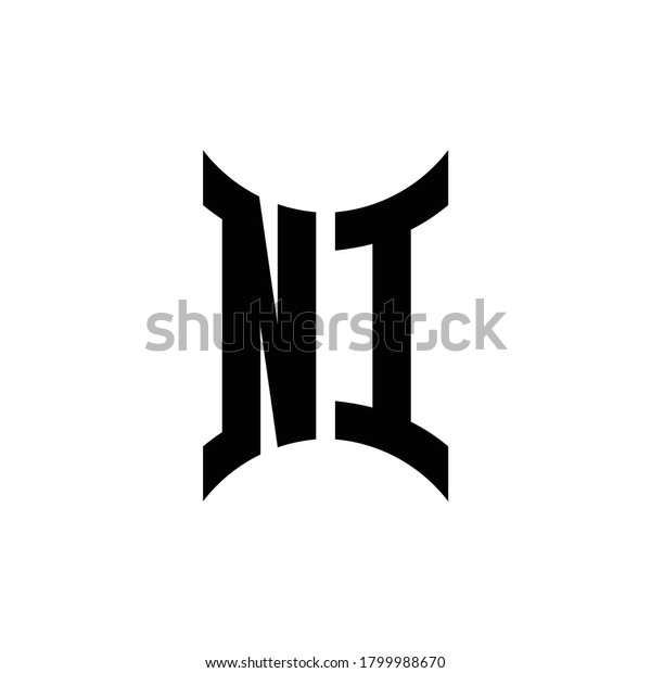 Ni Monogram Logo Curved Side Design Stock Vector (Royalty Free ...