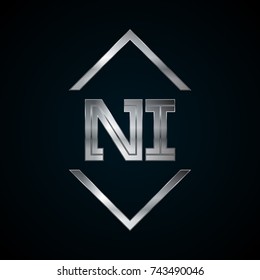 Ni Monogram Metal Logo Silver Logo Stock Vector (Royalty Free ...