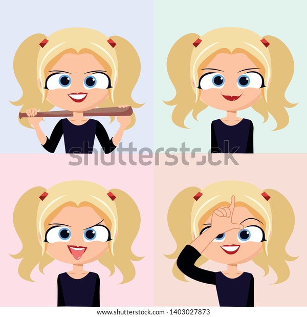 Nice Character Set Blond Intrepid Daring Stock Vector (Royalty Free ...