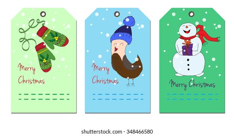 Nice Christmas Labels Cute Caracters Stock Vector (Royalty Free ...