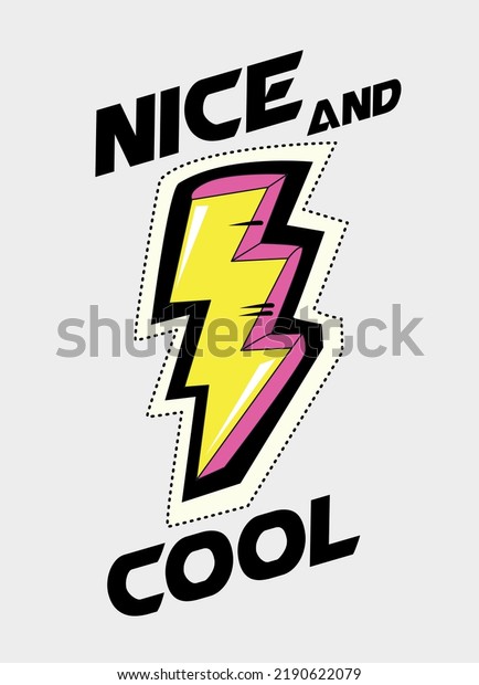 Nice Cool Thunderbolt Drawingtshirt Design Fashion Stock Vector ...