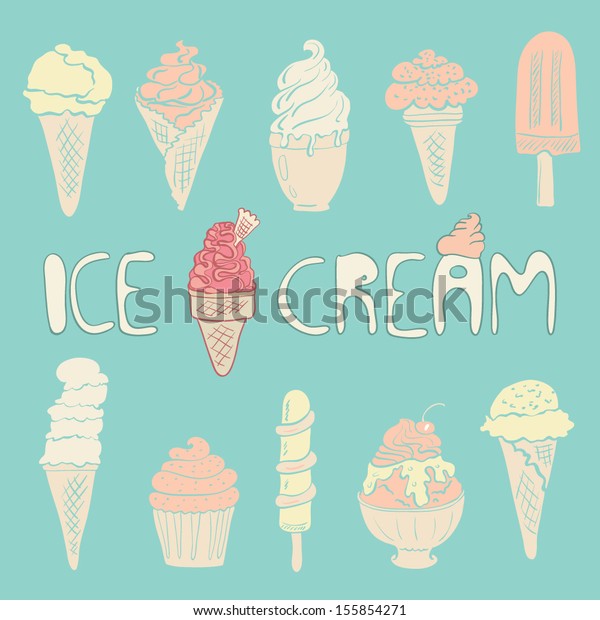 Nice Hand Drawn Ice Cream Sign Stock Vector (Royalty Free) 155854271 ...