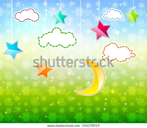Nice Illustration Stars Clouds Moon Vector Stock Vector (Royalty Free ...