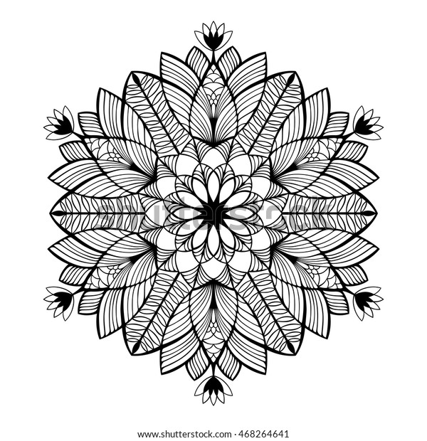 Nice Monochrome Vector Mandala Geometric Circle Stock Vector (Royalty ...