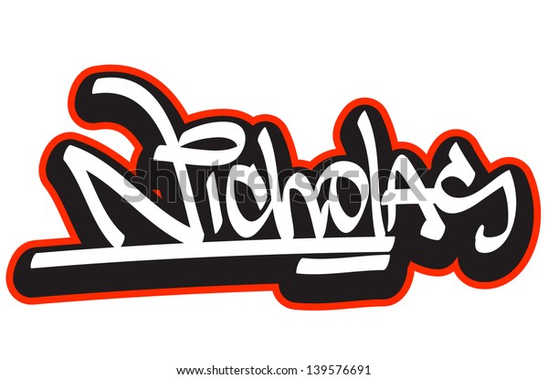 Nicholas Graffiti Font Style Name Hiphop Stock Vector (Royalty Free ...