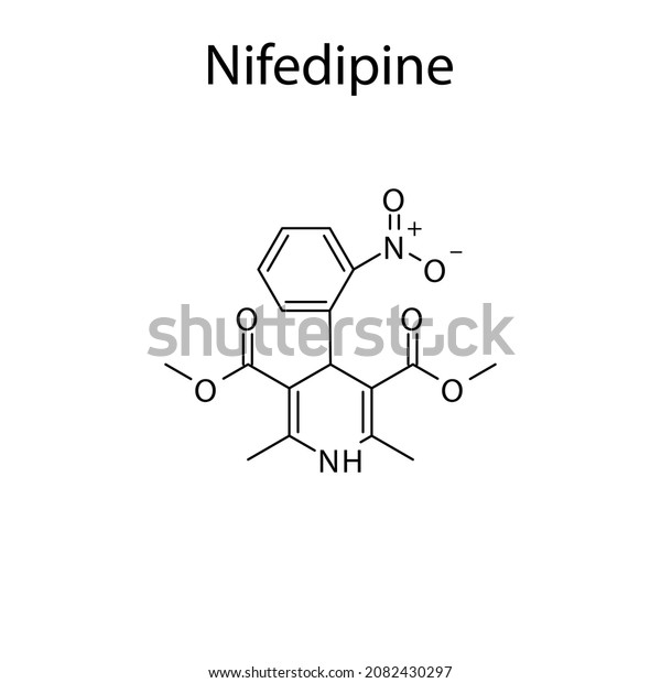 Nifedipine Molecular Structure Flat Skeletal Chemical Stock Vector ...