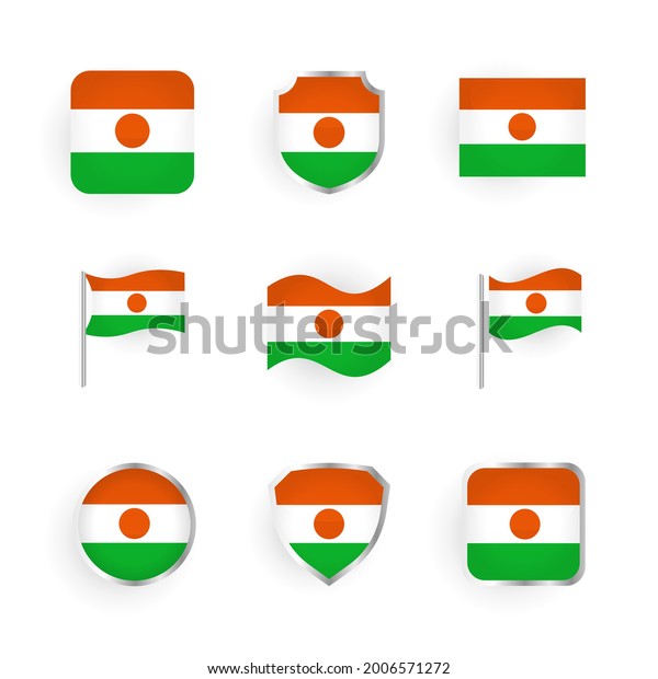 Niger Flag Icons Set Stylish Design Stock Vector (Royalty Free ...
