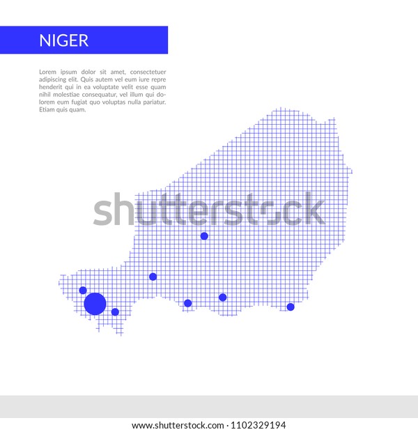 Niger Map Infographics Background Blue Grid Stock Vector (Royalty Free ...