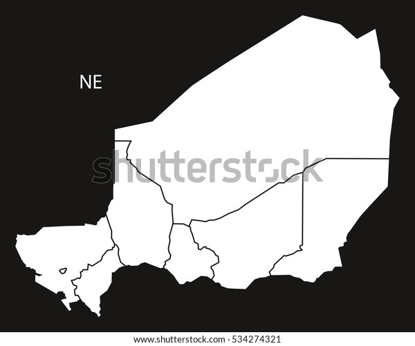 Niger Regions Map Black White Illustration Stock Vector (Royalty Free ...
