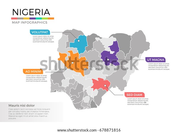 Nigeria Map Infographics Vector Template Regions Stock Vector (Royalty ...
