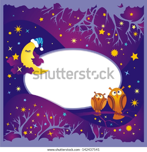 Night Background Baby Frame Vector Illustration Stock Vector (Royalty ...