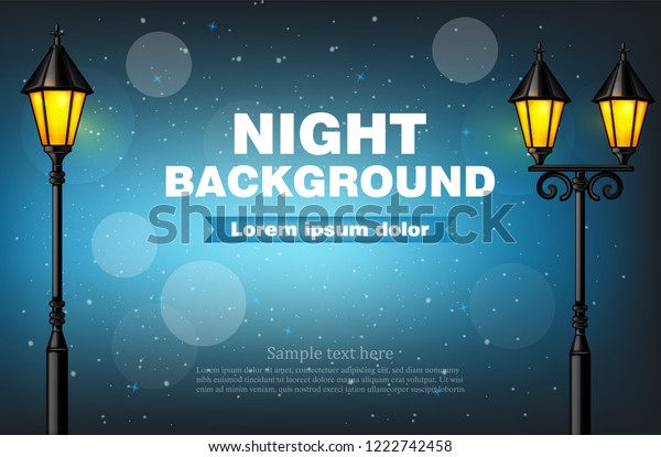 Night Background Lamps Vector Realistic 3d Stock Vector (Royalty Free ...