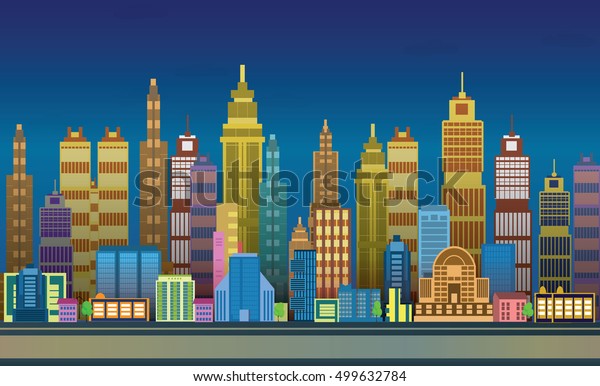 Night City Game Background 2d Game Stock Vector (Royalty Free ...