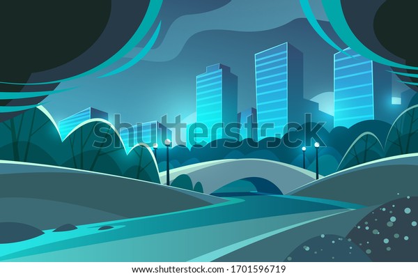 Night City Vector Illustration Calm Beautiful Stock Vector (Royalty ...