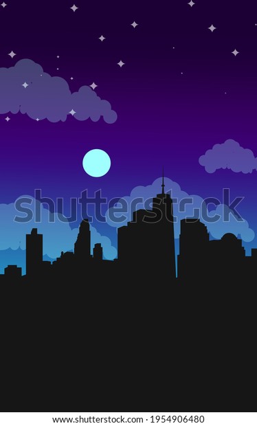 Night City Vector Illustration Tall Buildings Stock Vector (Royalty ...