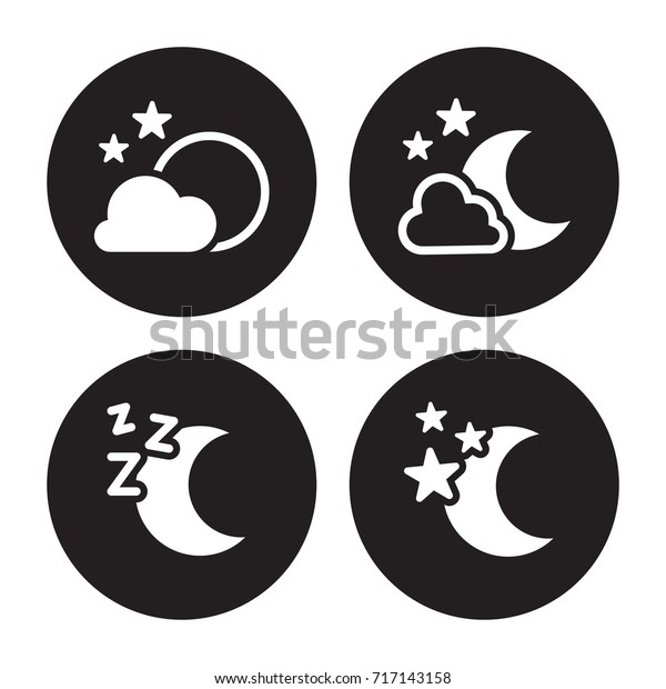 Night Icons Set White Logo On Stock Vector (Royalty Free) 717143158 ...