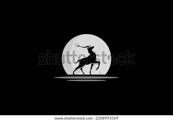Night Moon Deer Logo Design Template Stock Vector (Royalty Free ...