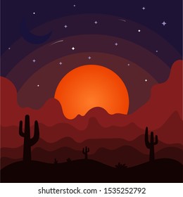 Night On Desert Vector Art Background Stock Vector (Royalty Free ...