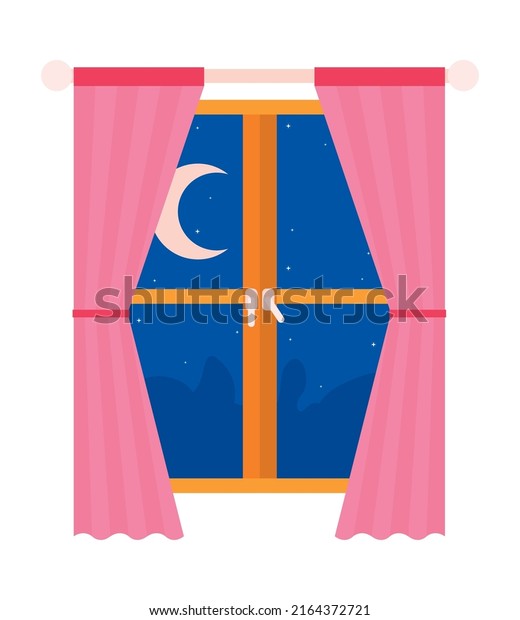 Night Out Window On White Background Stock Vector (Royalty Free ...