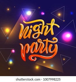 Vektor Stok Night Party Vector Lettering Design Poster (Tanpa Royalti ...
