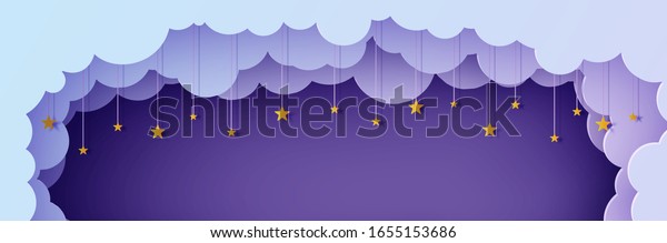 Night Sky Clouds Border Stars On Stock Vector (Royalty Free) 1655153686 ...