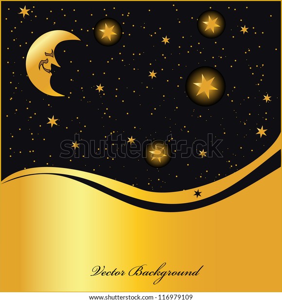 Night Sky Golden Background Vector Stock Vector (Royalty Free ...