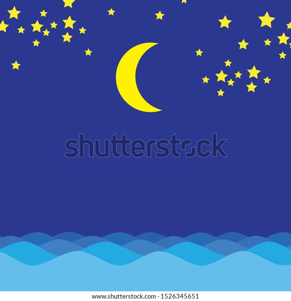 Night Sky Sea Vector Illustration Stock Vector (Royalty Free ...