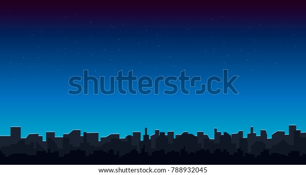 Night Skyline Vector Illustration City Silhouette Stock Vector (Royalty ...