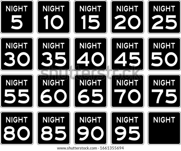 Night Speed Limit Sign Set Speed Stock Vector (Royalty Free) 1661355694 ...