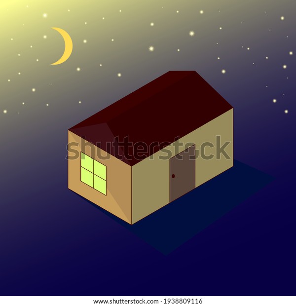Night Star House Vector Stock Illustration Stock Vector (Royalty Free ...
