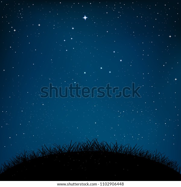 Night Starry Sky Dark Grass Ground Stock Vector (Royalty Free) 1102906448