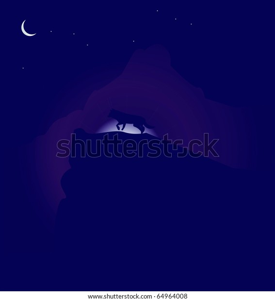 Night Wolf On Grief Stock Vector (Royalty Free) 64964008 | Shutterstock