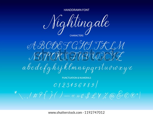 Nightingale Handdrawn Calligraphic Vector Font Modern Stock Vector ...