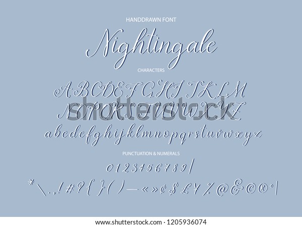 Nightingale Handdrawn Calligraphic Vector Font Hand Stock Vector ...