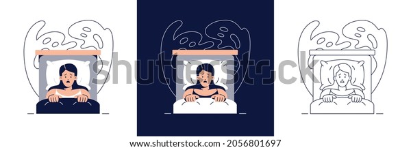 Nightmare Disorder Illustration Set Scared Woman Stock Vector (Royalty ...
