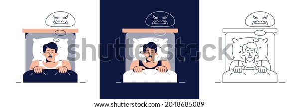 Nightmare Disorder Vector Illustration Set Frightened Stock Vector ...