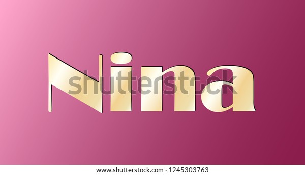 Nina. Gold shining name isolated on pink background. Happy birthday and ...