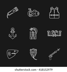Nine Cute Diving Icons Stock Vector (Royalty Free) 415772458