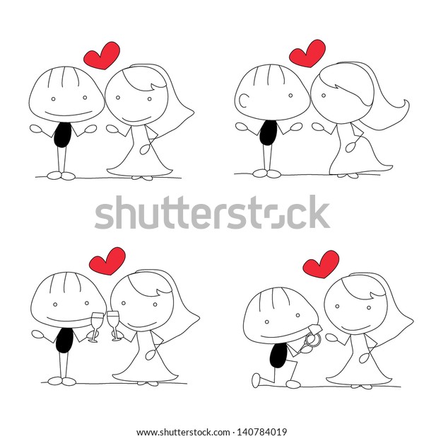 Nine Cute Stick Figure Man Active Stock Vector (Royalty Free) 140784019
