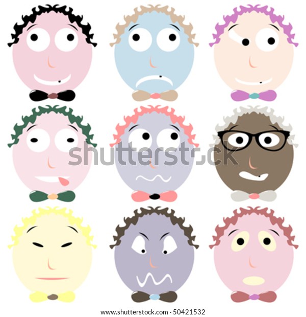 Nine Emoticons Isolated On White Background Stock Vector (Royalty Free ...