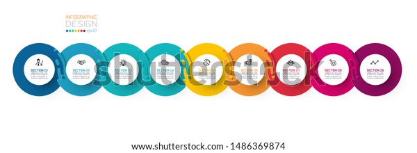 Nine Harmonious Circle Infographics On Vector Stock Vector (Royalty ...