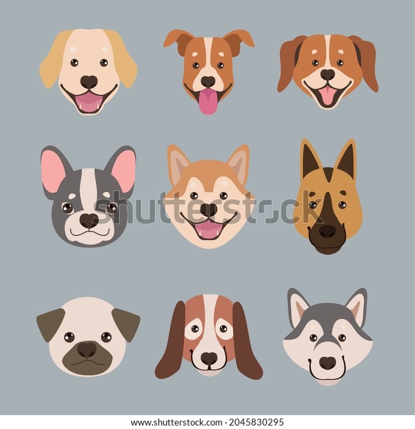 Nine Head Dogs Mascots Pets Characters Stock Vector (Royalty Free ...