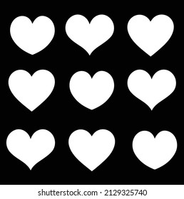 Nine Hearts Vector Illustration White Placed Stock Vector (Royalty Free ...